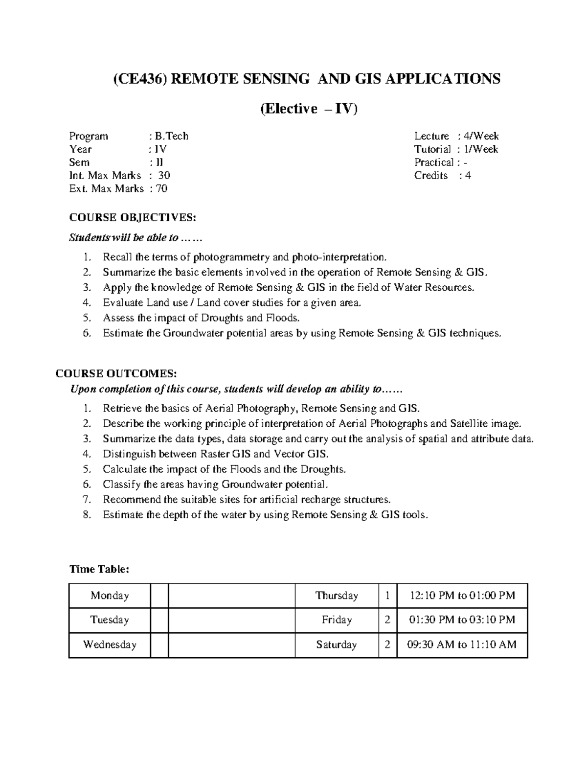 (CE436) Lesson Plan for Remote Sensing and GIS Applications - Studocu