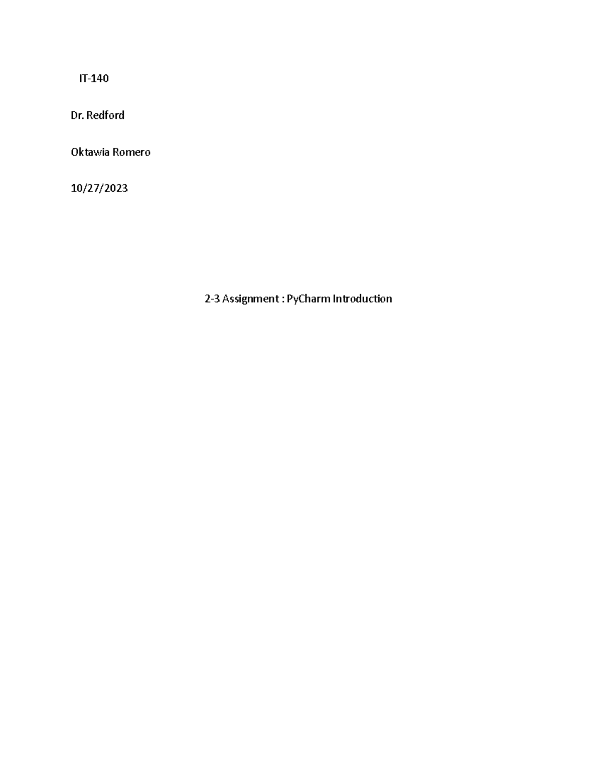 IT-140 Assignment: PyCharm Debugging & Code Features Overview - Studocu