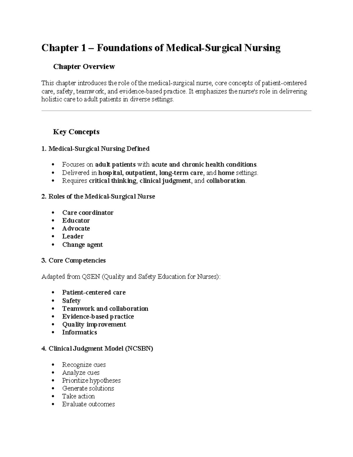 Module 1 Comprehensive Study Guide: Foundations of Nursing Overview ...