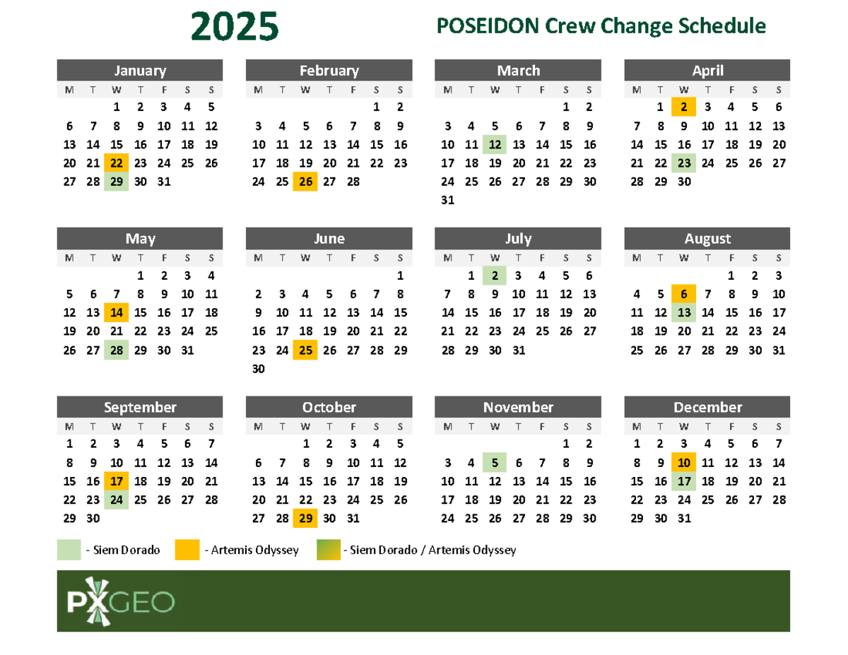 POSEIDON Crew Change Schedule 2025: Monthly Overview - Studocu