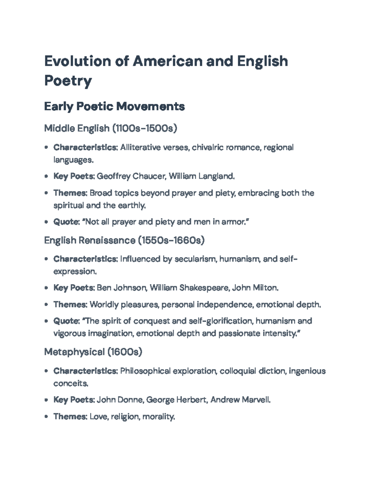 Evolution of American and English Poetry: Key Movements and Themes ...