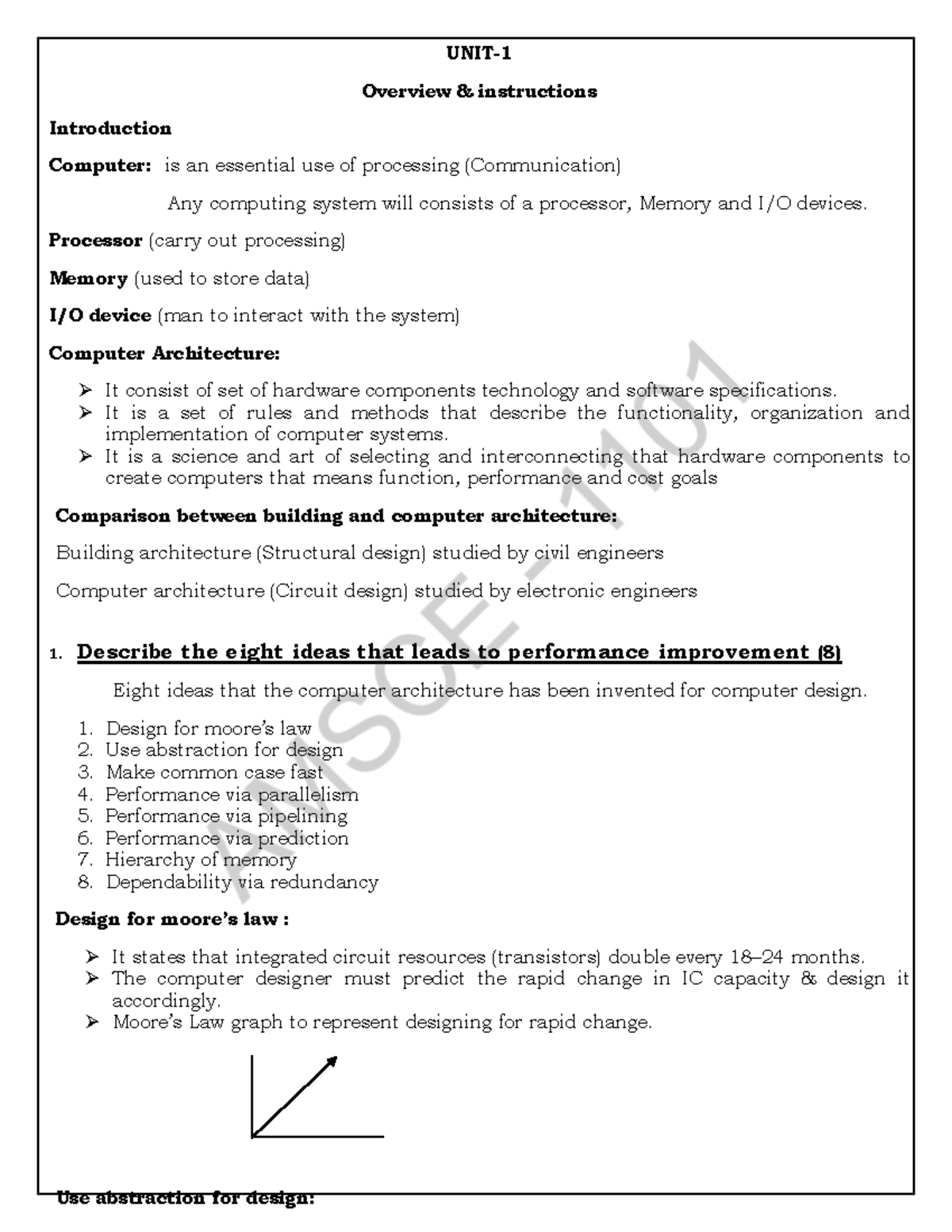 CS8491 - Computer Architecture and Organization - Lecture Notes Summary ...