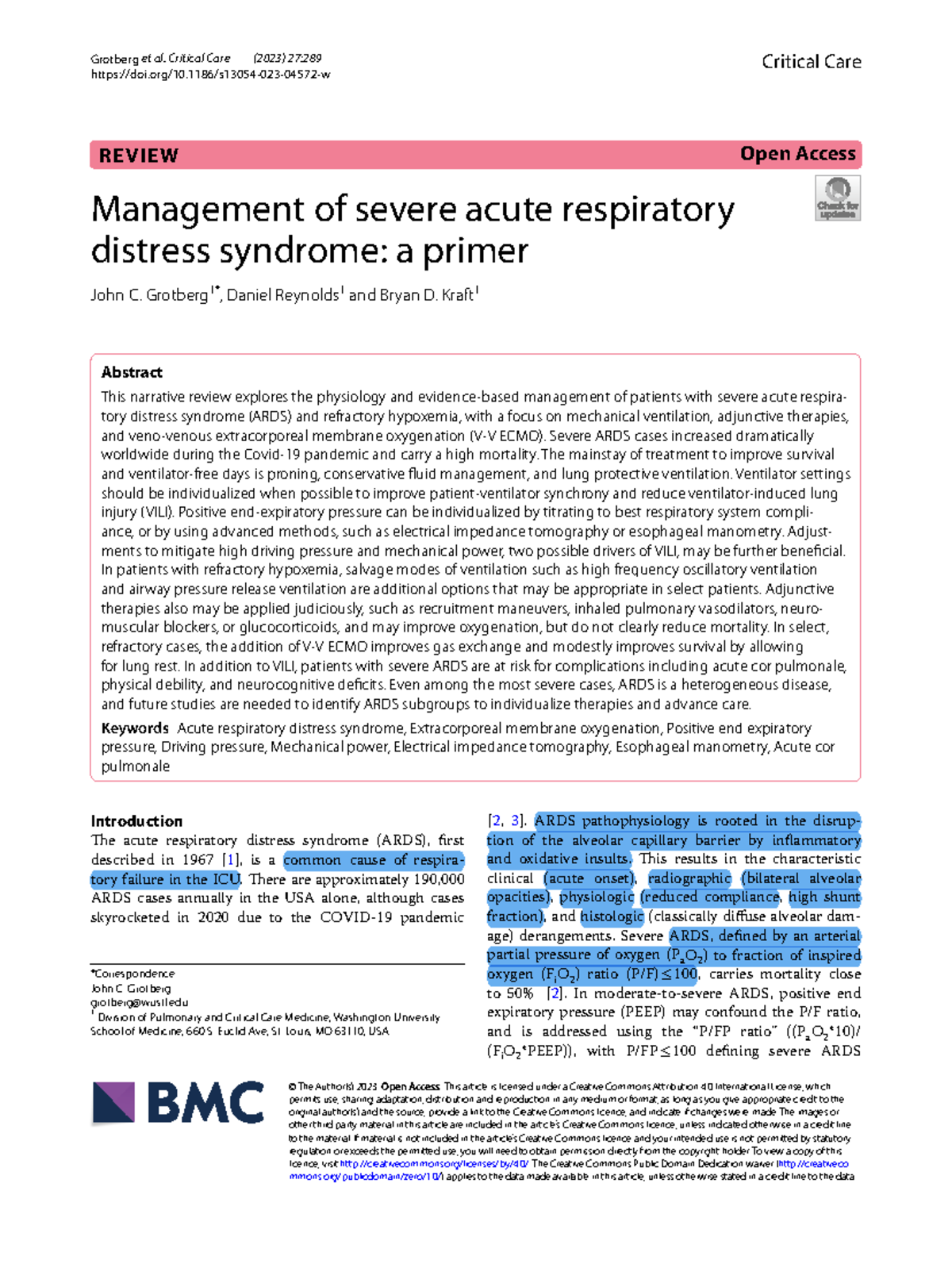 Management of Severe ARDS: Insights and Strategies (Critical Care 2023 ...
