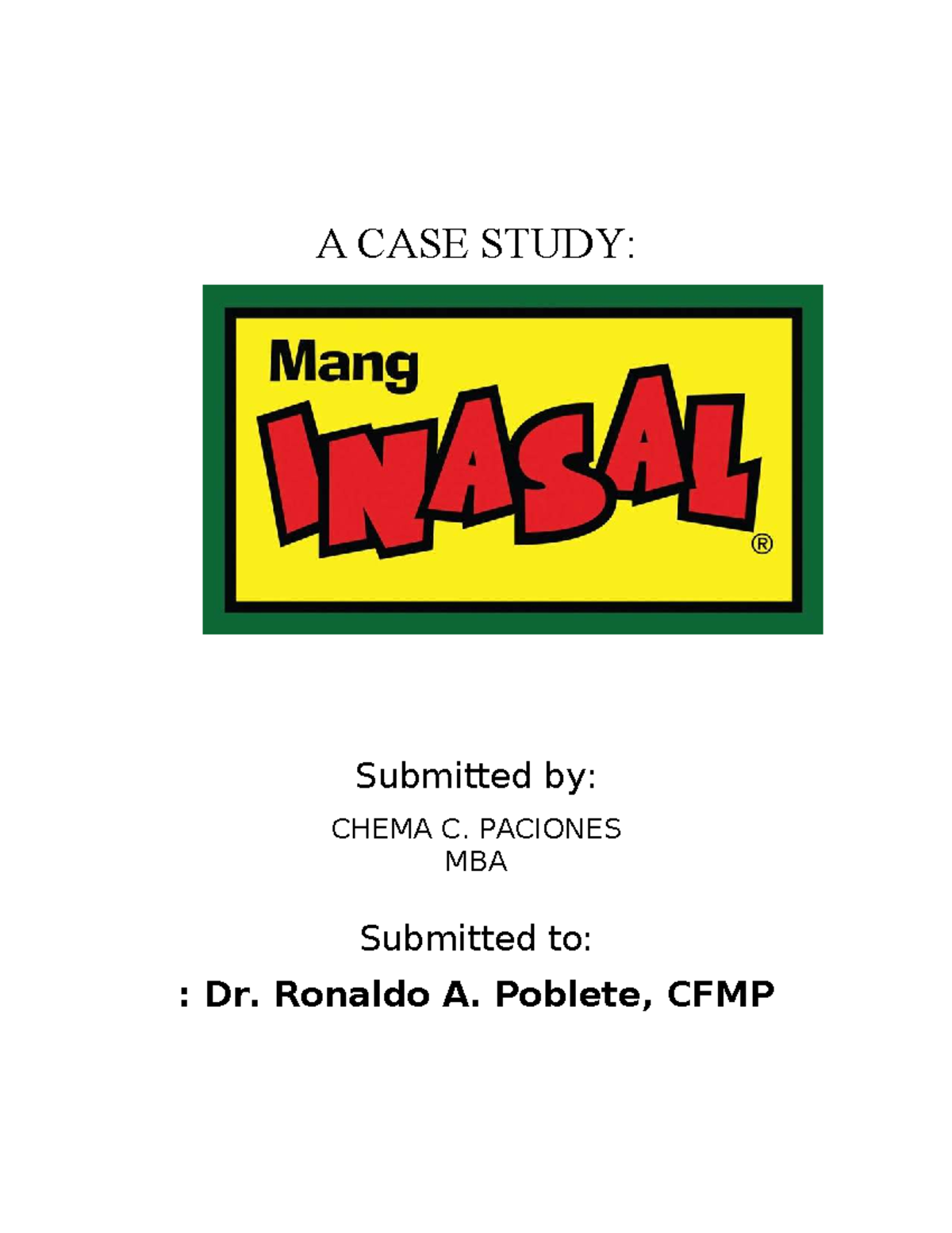Case Study: Marketing Strategies for Mang Inasal (MBA) - Studocu