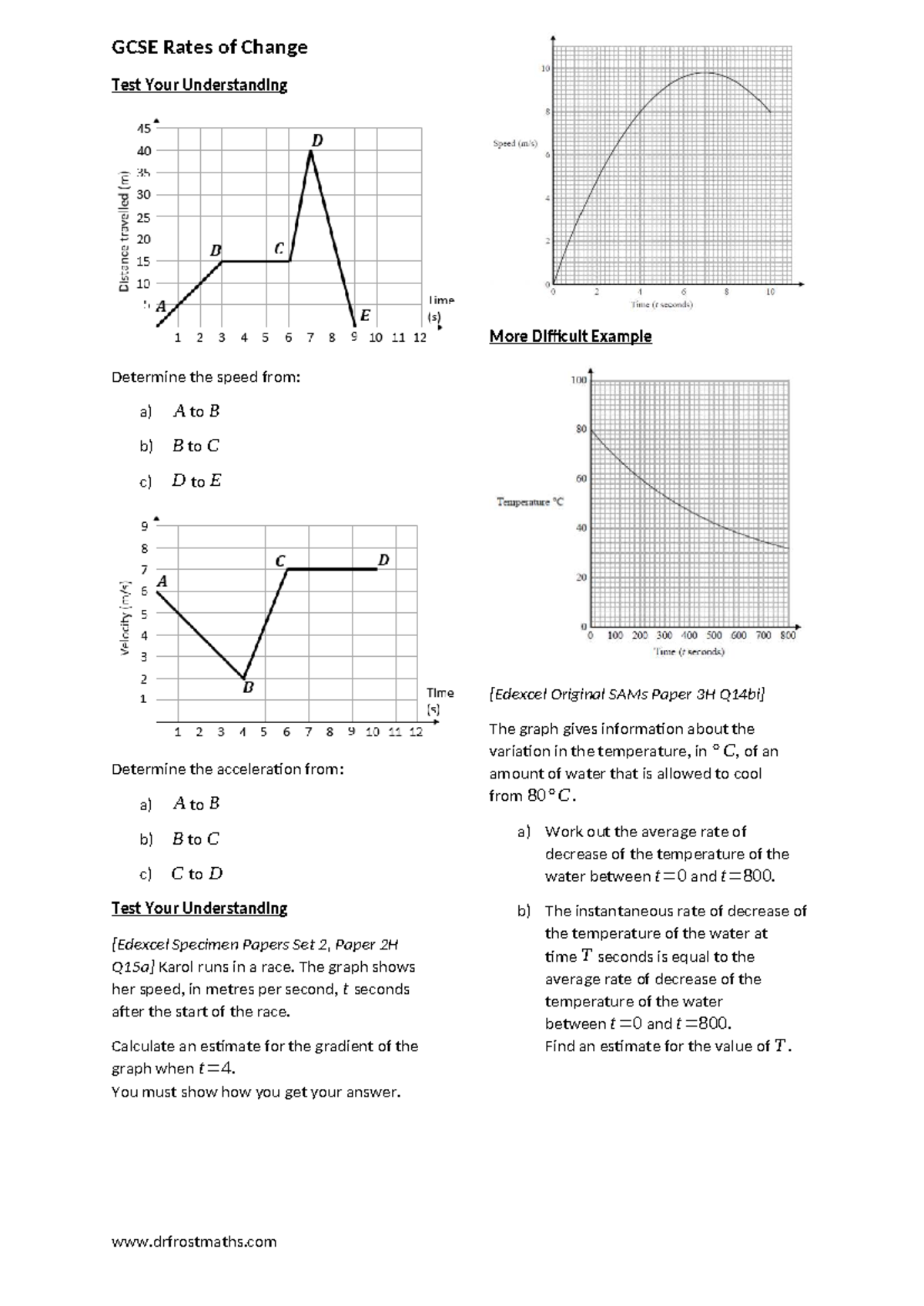 GCSE Rates of Change: Advanced Understanding & Example Problems - Studocu