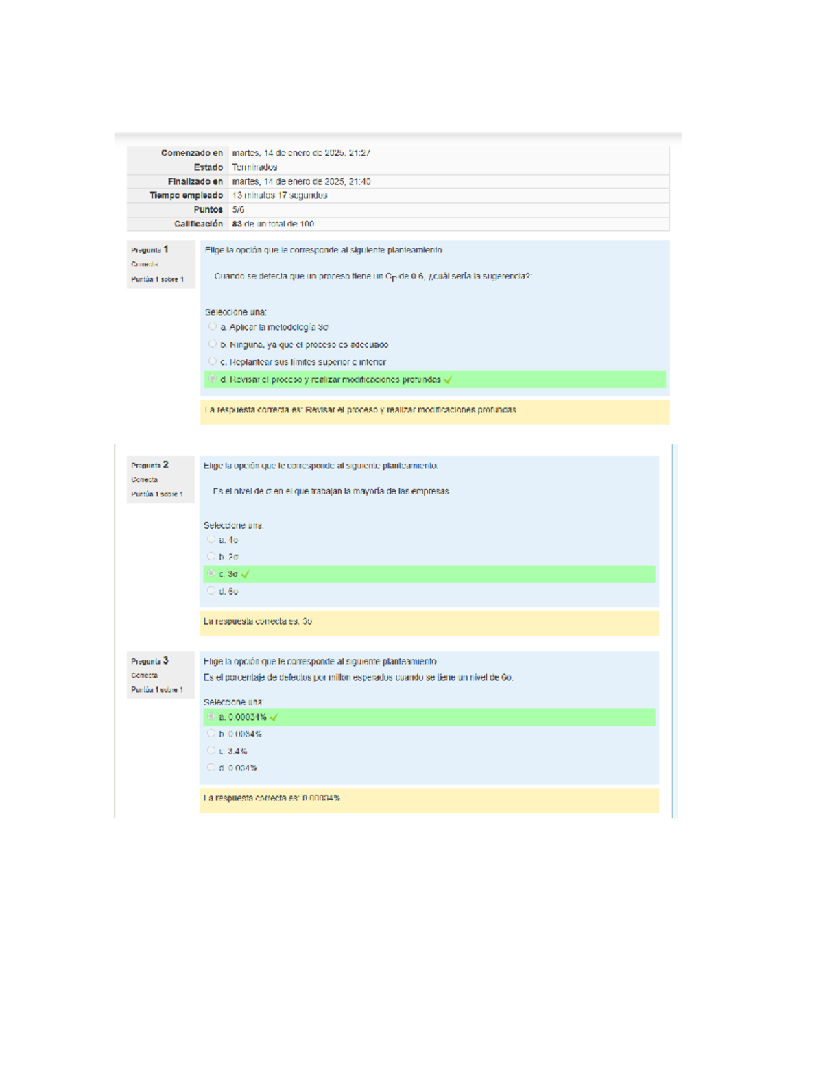 Cuestionario 1 - Evidencia 1: Análisis de Procesos y Capacidades - Studocu