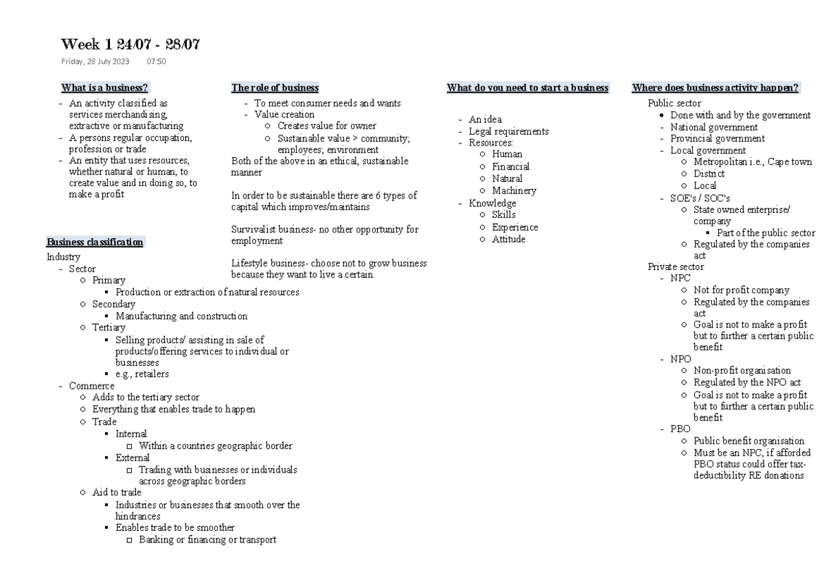 ACC1015S Lecture Notes - Understanding Business Fundamentals at UCT ...