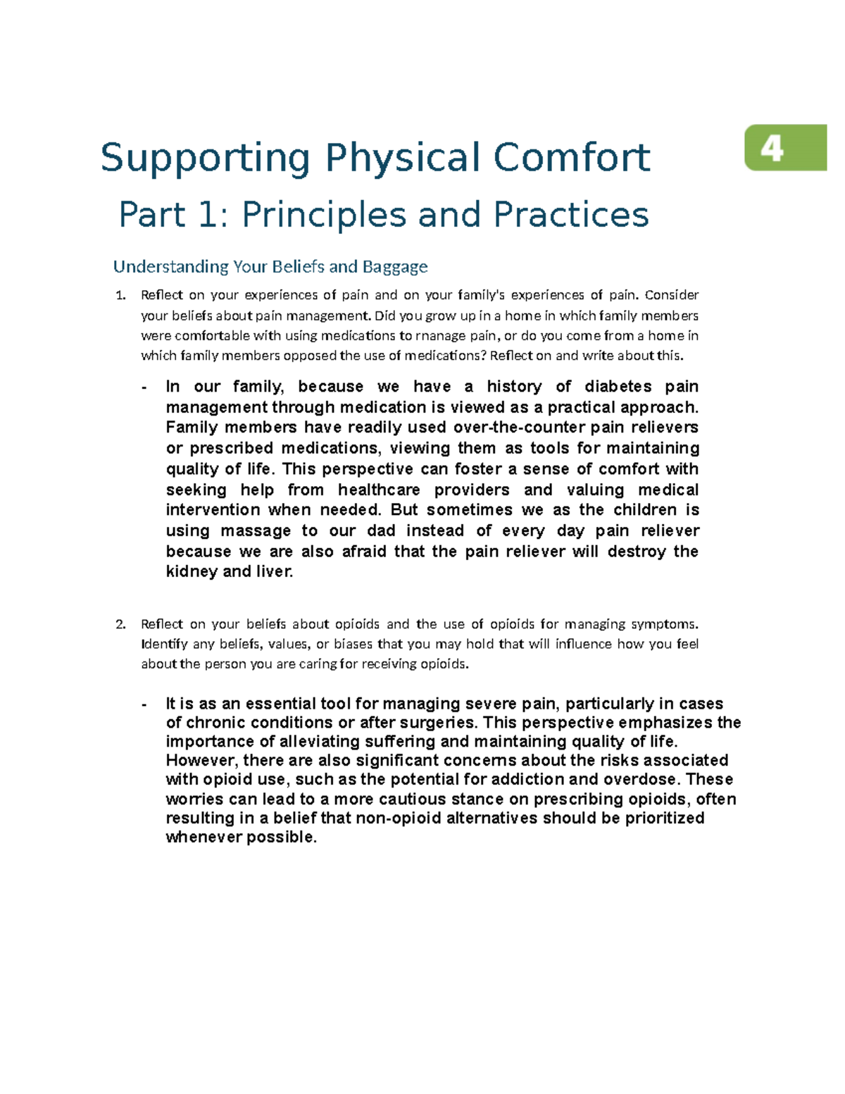 Palliative Care: Insights from Chapters 4 and 5 on Comfort Principles ...