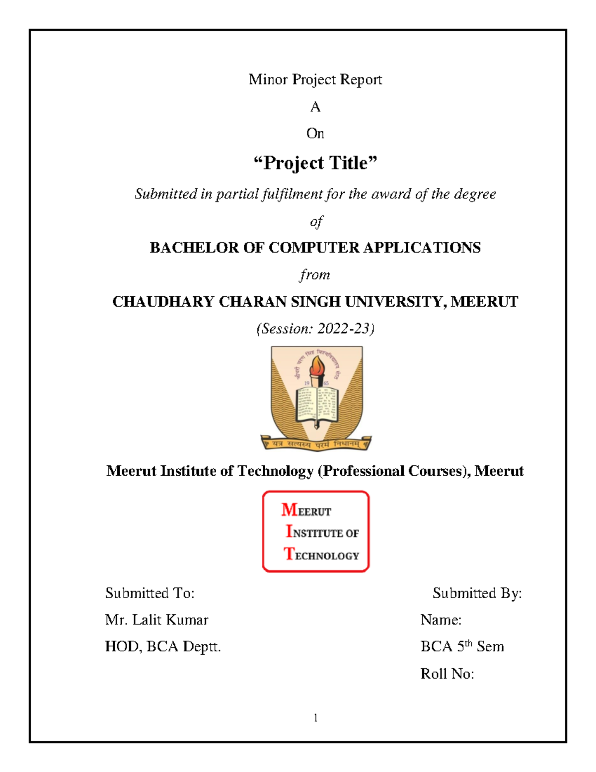 BCA 5th Sem Minor Project Report: To-Do List Application Development ...