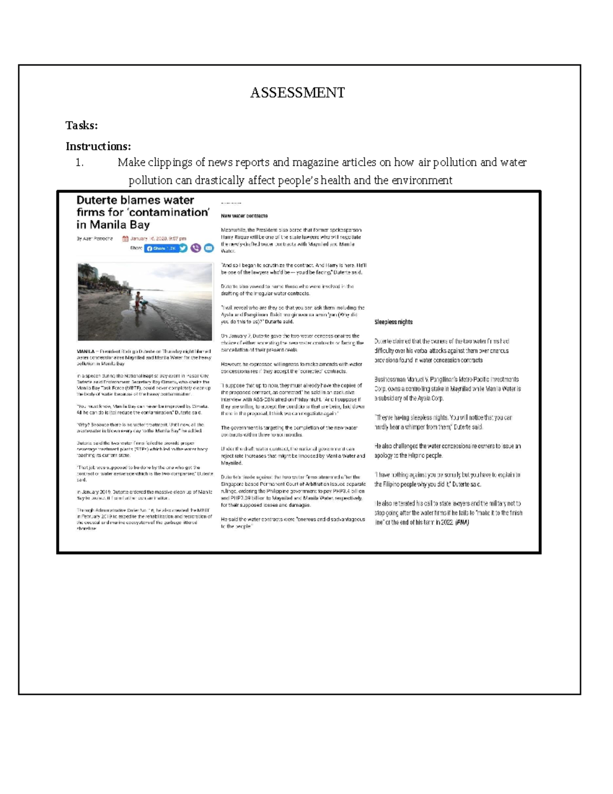 CWTS Module 4 - Assessment on Pollution Effects & Waste Management ...