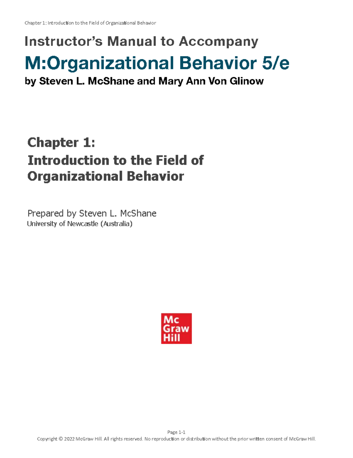 Chapter 1: Introduction to Organizational Behavior - M:OB 5th Edition ...