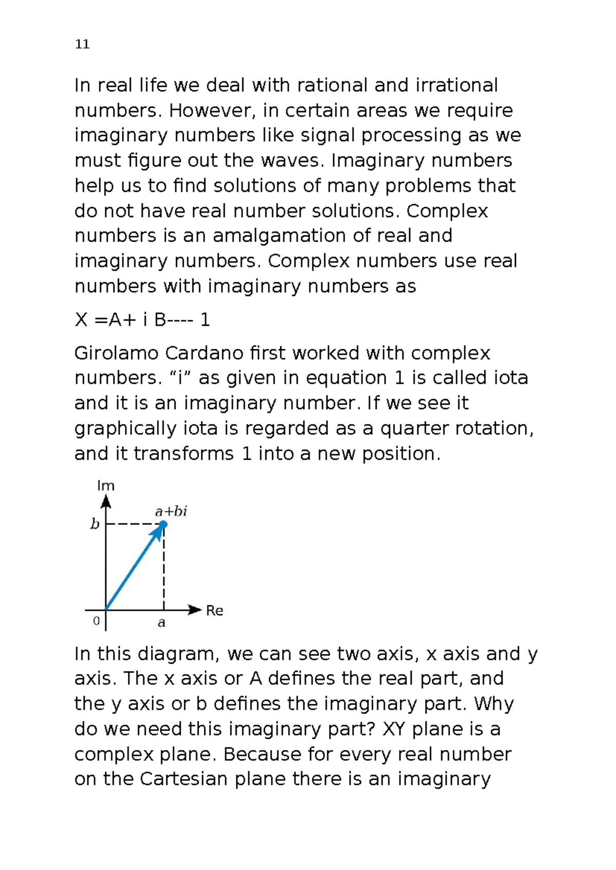 Document 68337074 - Complex Analysis: Understanding Imaginary Numbers ...