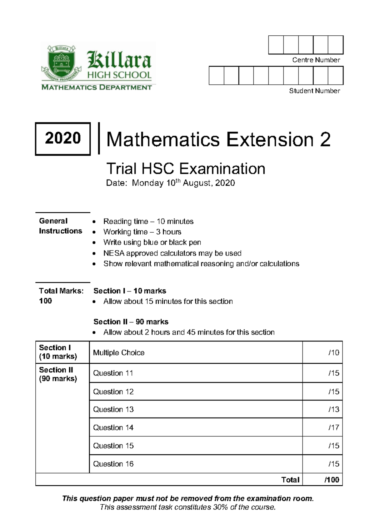 2020-12-Ext2 -Task 4 Trial Questions - Centre Number Student Number ...