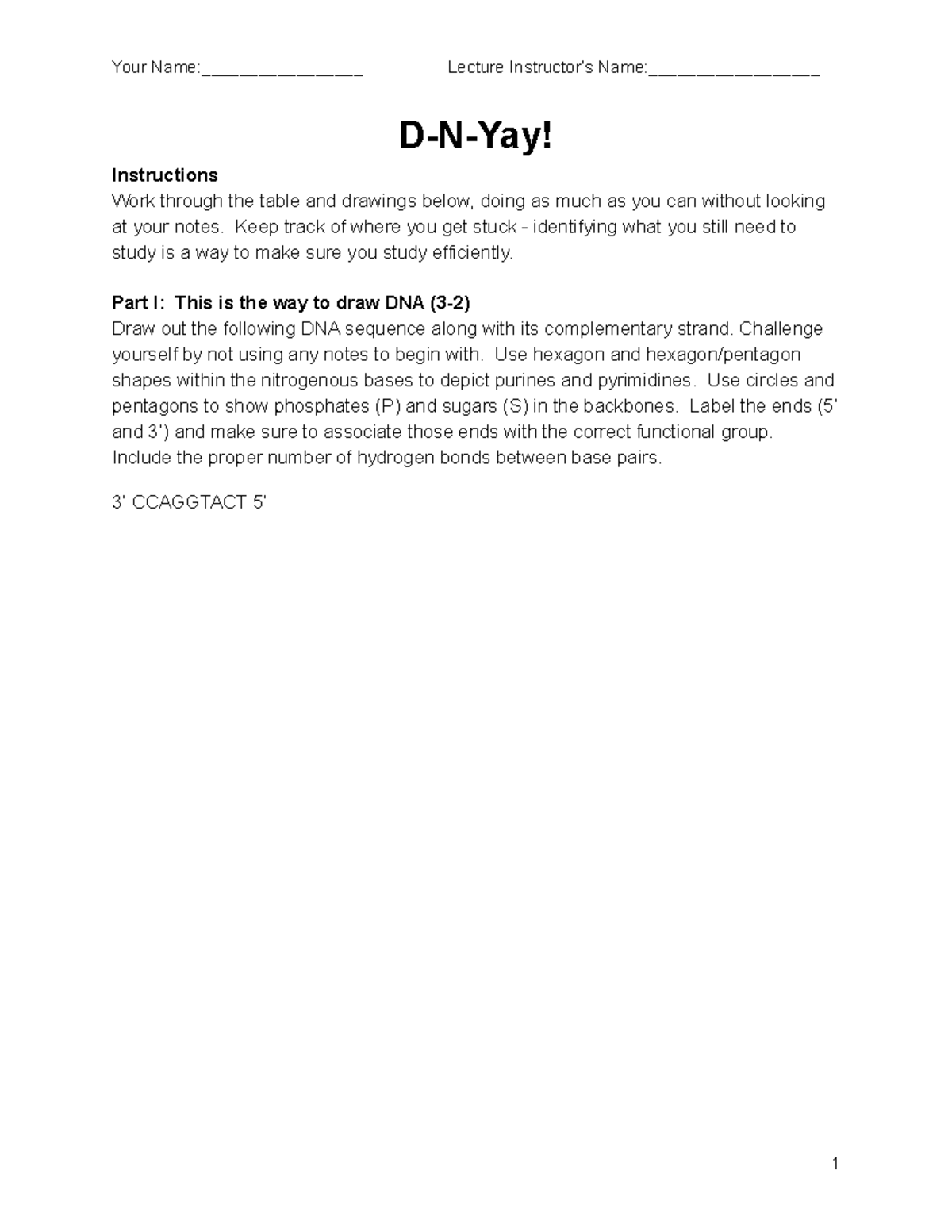 Unit 3 Lecture: DNA Structure, Replication & Cell Cycle Activities ...