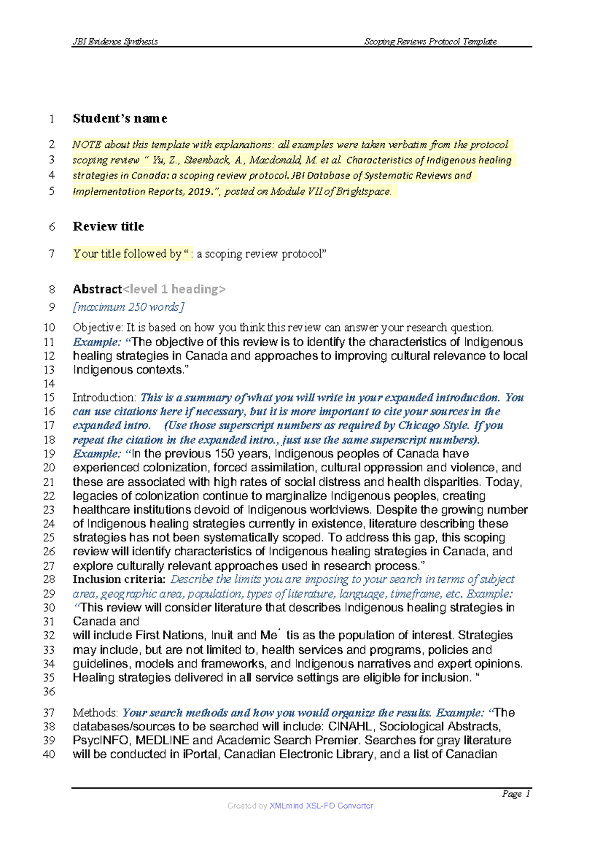 JBI Evidence Synthesis Scoping Review Protocol Template Explained for ...