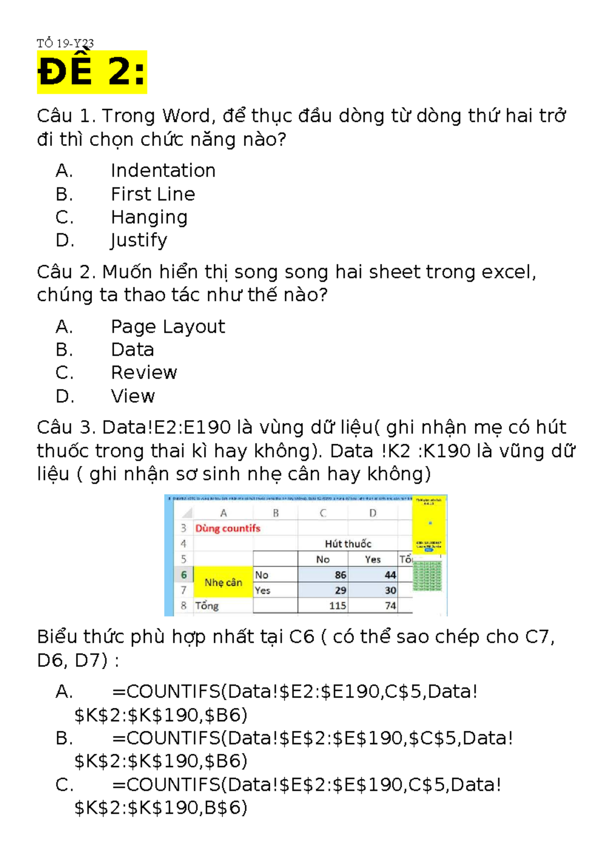 ĐỀ 2: TIN HỌC Y23 - Câu hỏi và đáp án thực hành TIN HỌC - Studocu