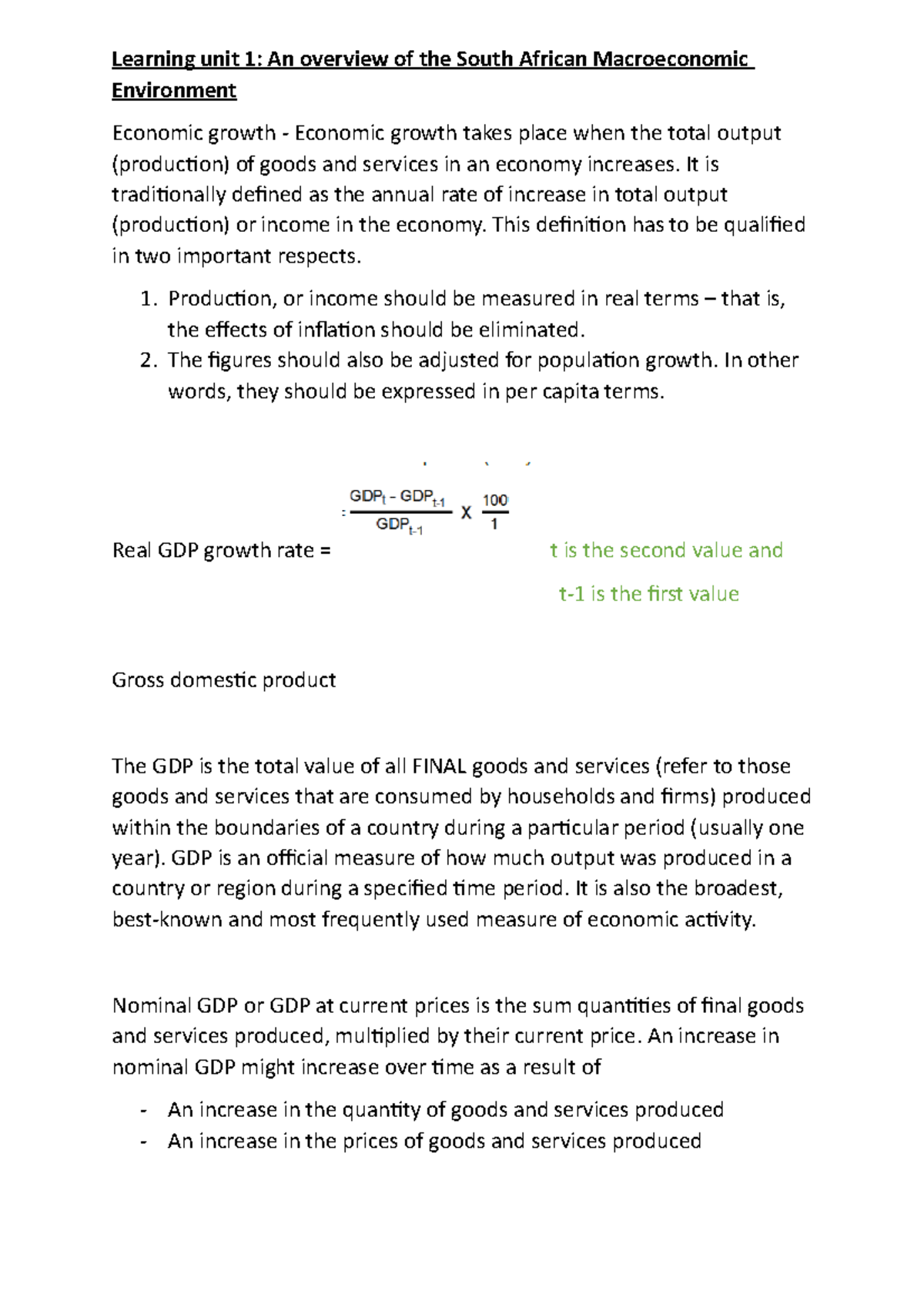 ECS2602 - Summaries-and-notes - Learning unit 1: An overview of the ...