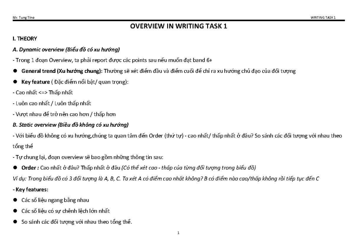 Complete Overview for Writing Task 1: Key Features & Strategies - Studocu