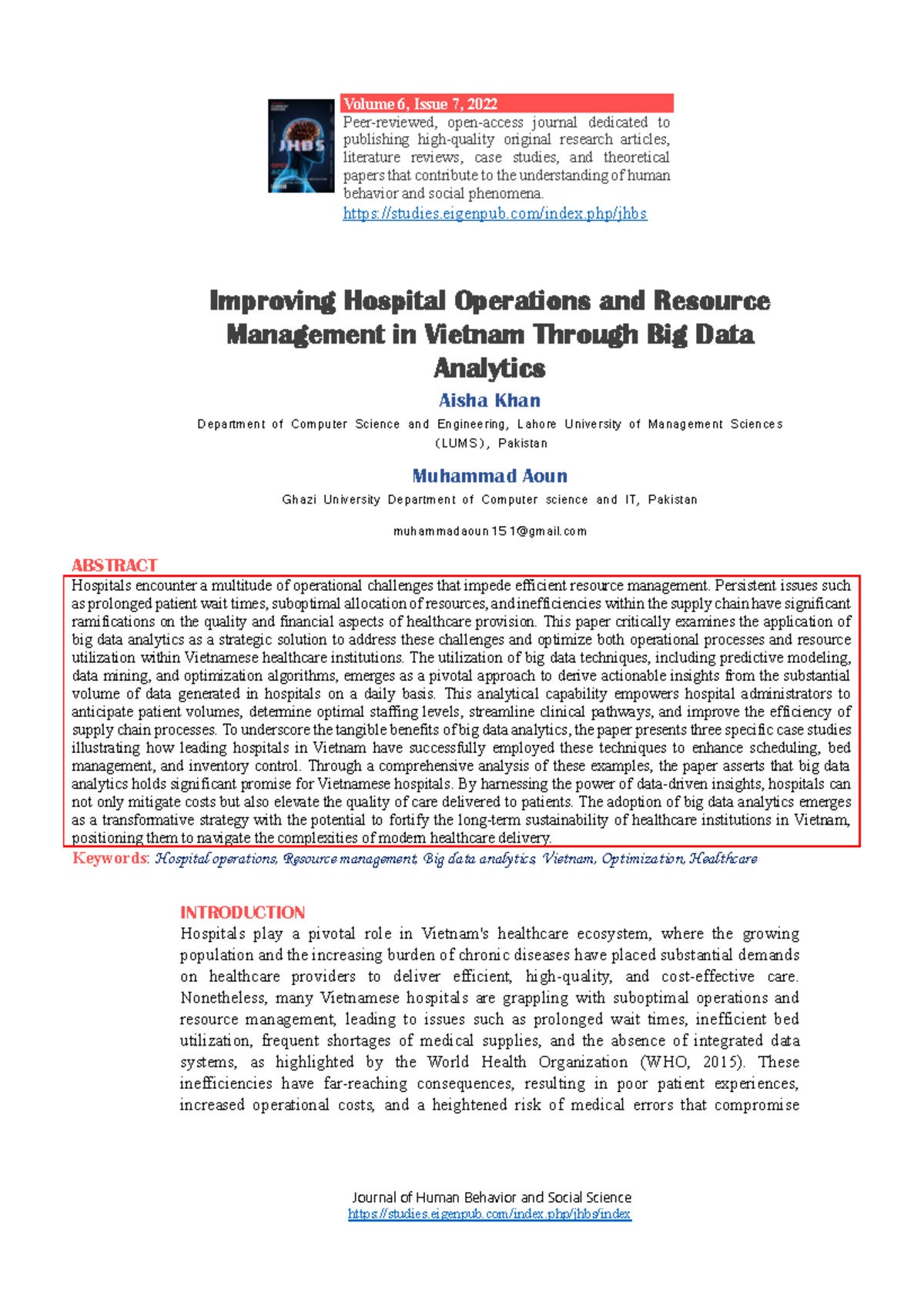Improving Hospital Operations & Resource Management in Vietnam: Big Data - Studocu