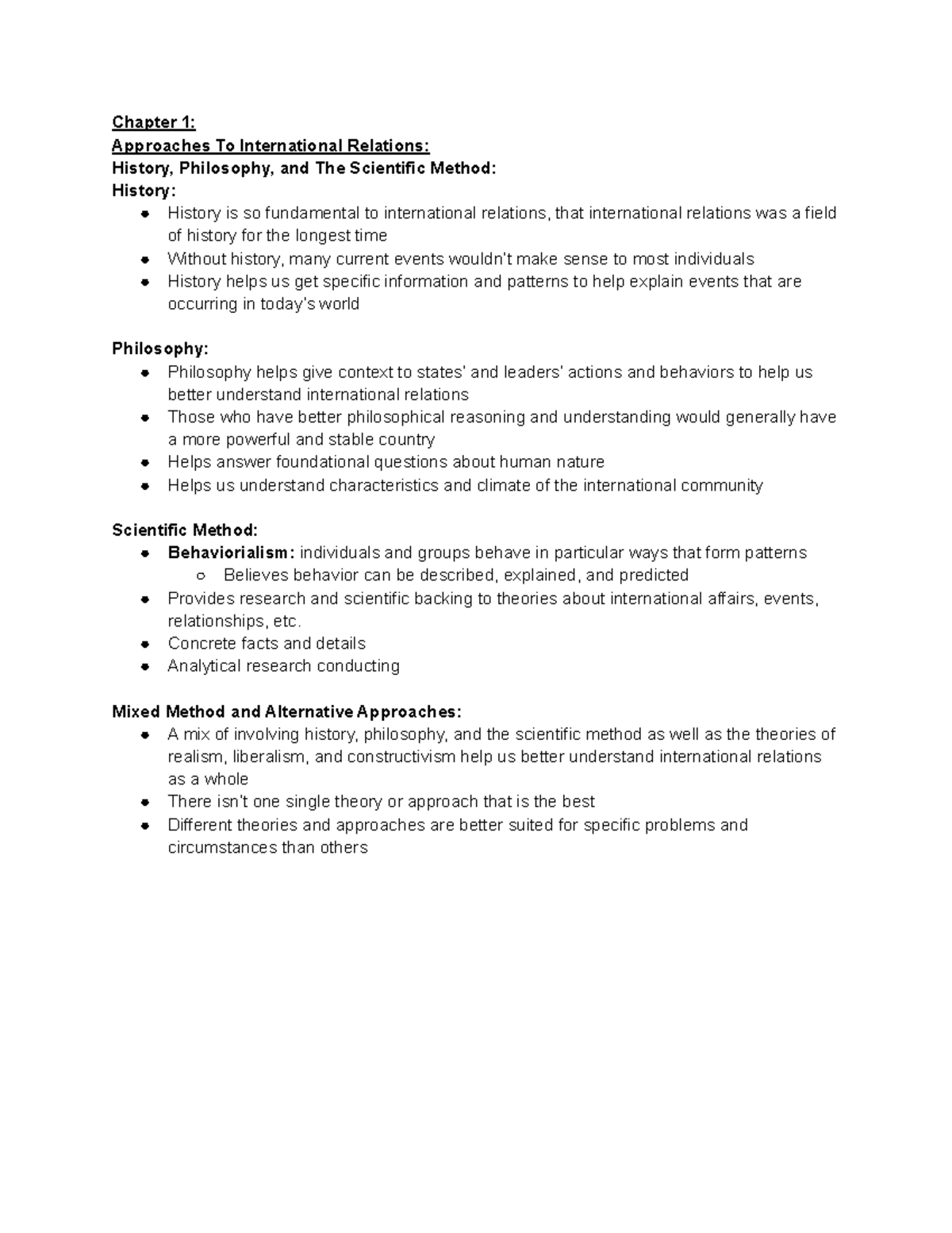 Introduction To International Relations Chapter 1 Notes Part II ...