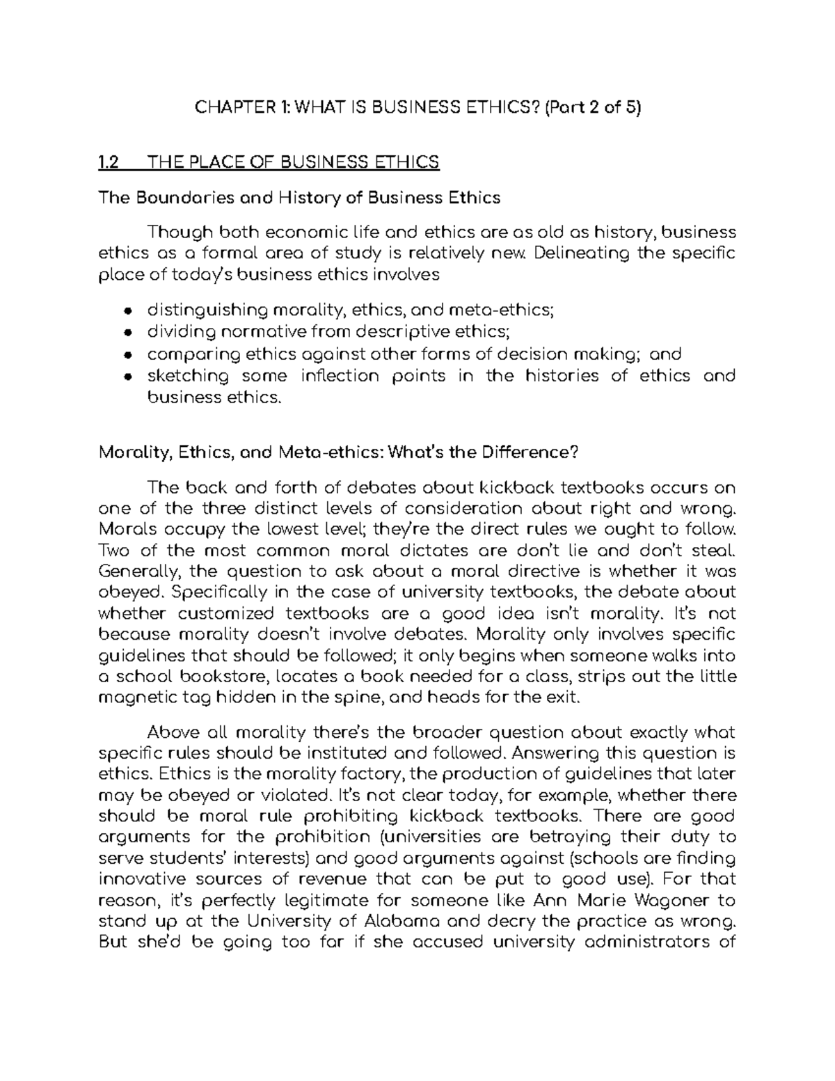 Chapter 1: Understanding Business Ethics (Part 2 of 5) - Studocu