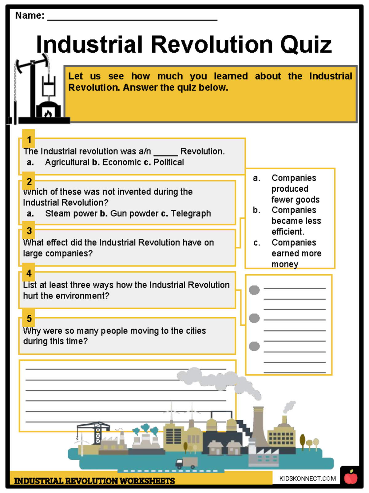 Sample Industrial Revolution Worksheets 8 - KIDSKONNECT Industrial ...