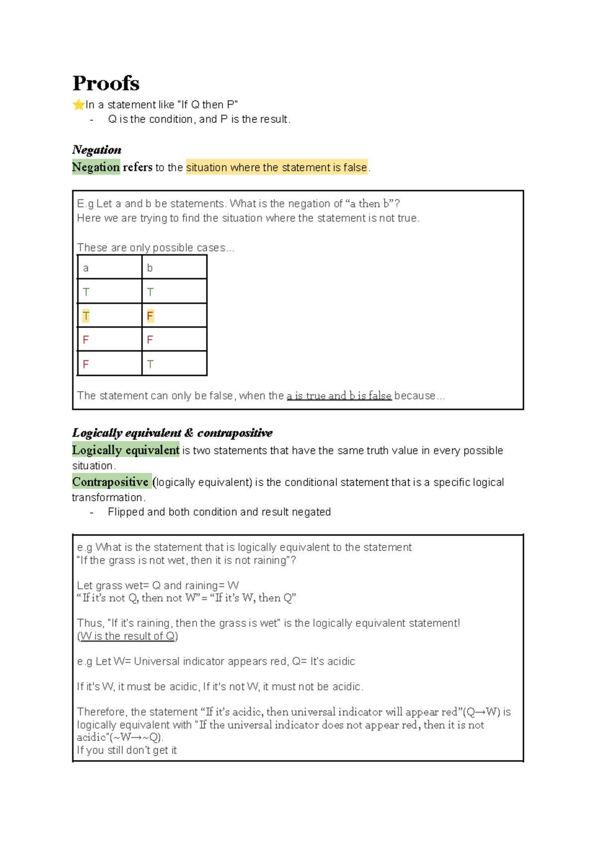 ACE EXT 2 - Proofs of Logical Statements and Negations - Studocu