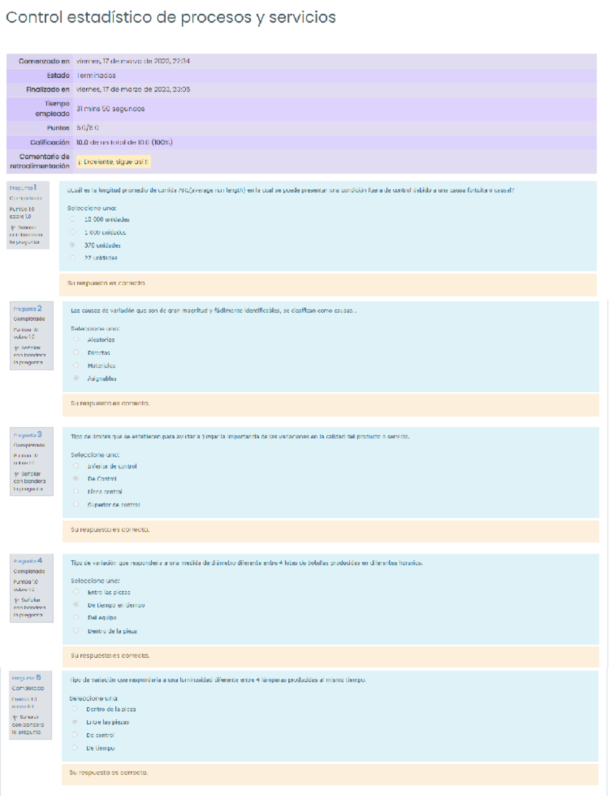 Examen Semana-3 Control estadístico de procesos y servicios - Studocu