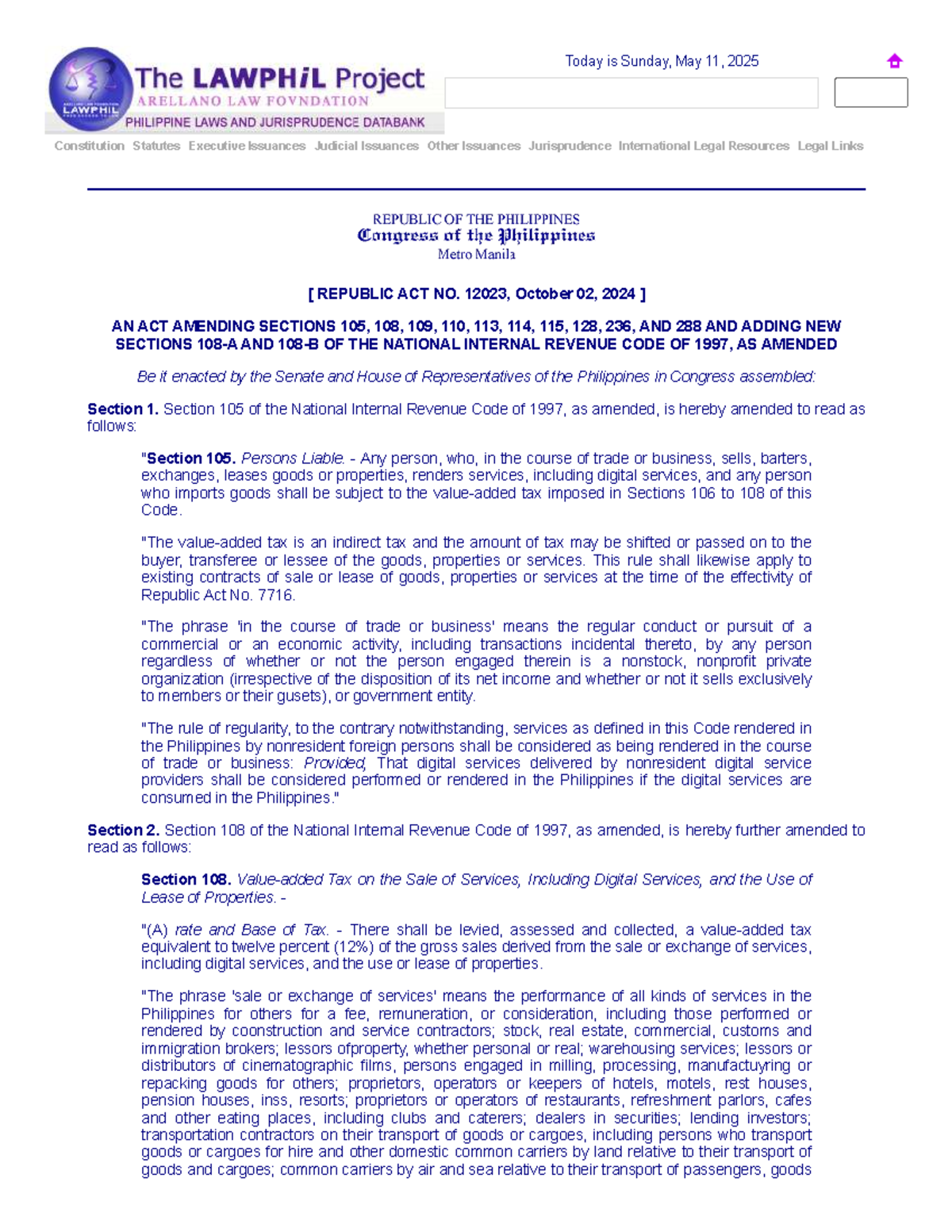 Republic Act No. 12023: Amendments to the National Internal Revenue ...