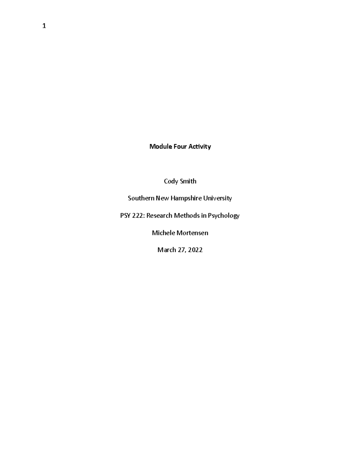 PSY222 Module Four Activity notes - Module Four Activity Cody Smith ...