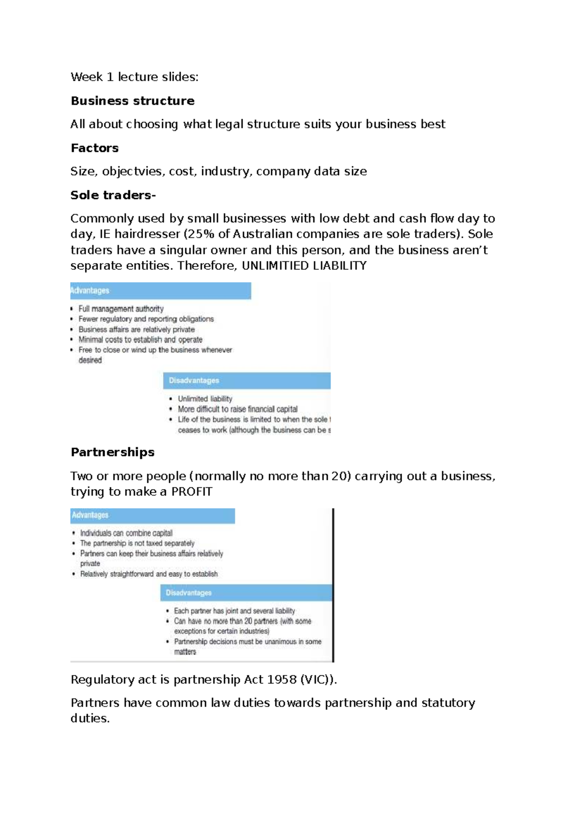 BTF 2000 Week 1 Lecture Notes: Understanding Business Structures - Studocu