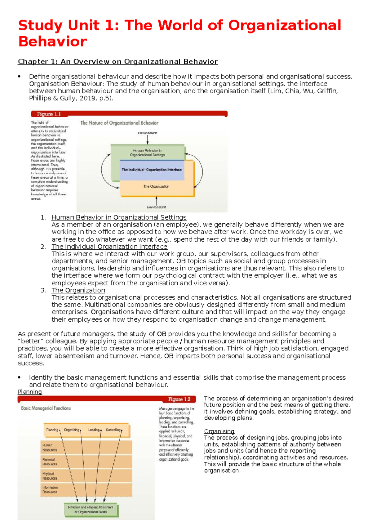 HRM203: Study unit 1 - Understanding organizational behavior and its ...