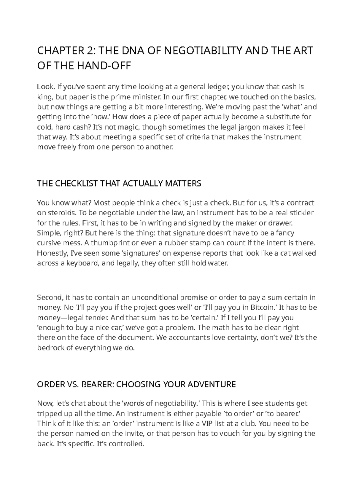 CHAPTER 2: THE DNA OF NEGOTIABILITY IN ACCOUNTING PRINCIPLES - Studocu