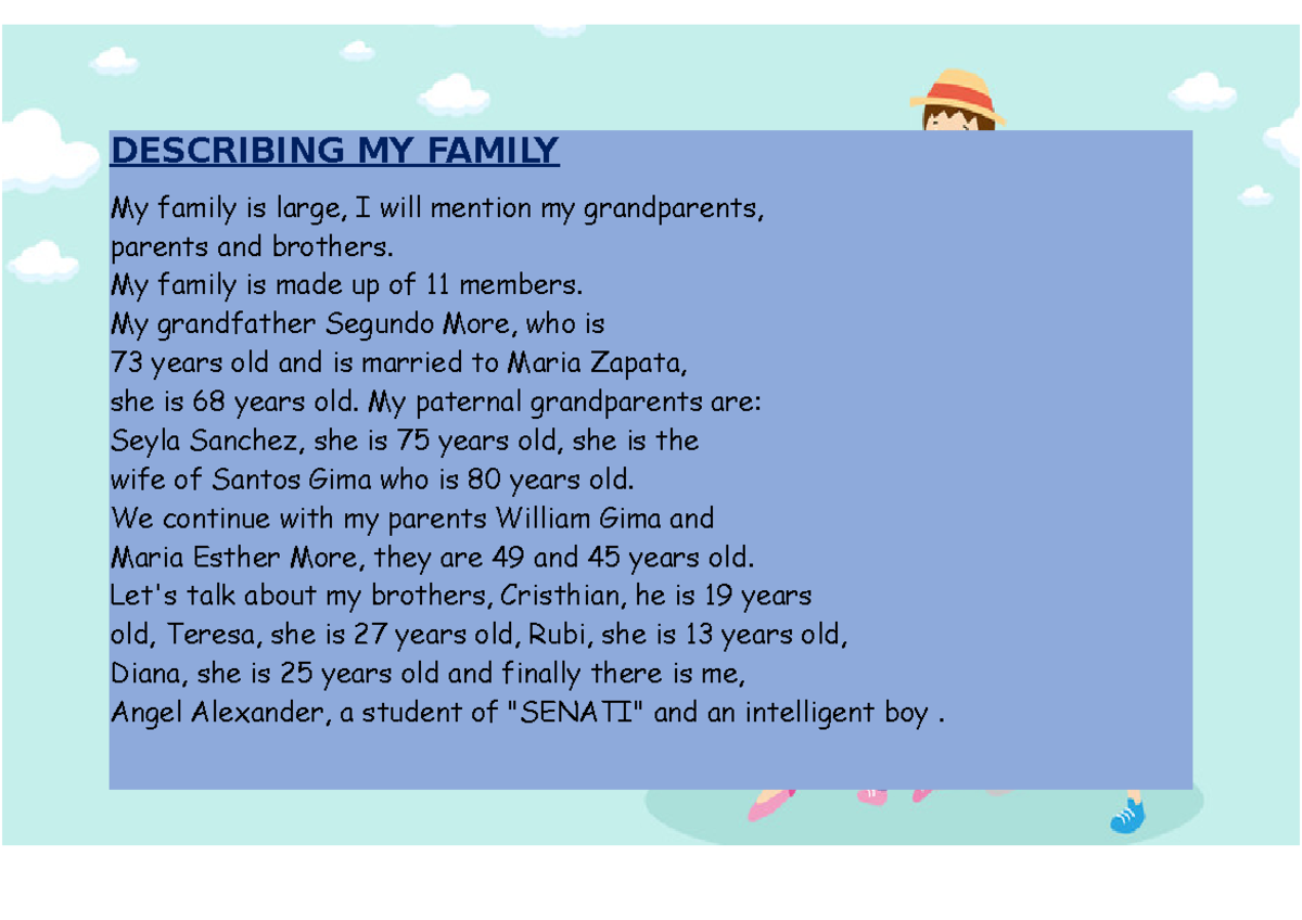 Describing MY Family - ESTE ES MI DESCRIPCION - DESCRIBING MY FAMILY My ...