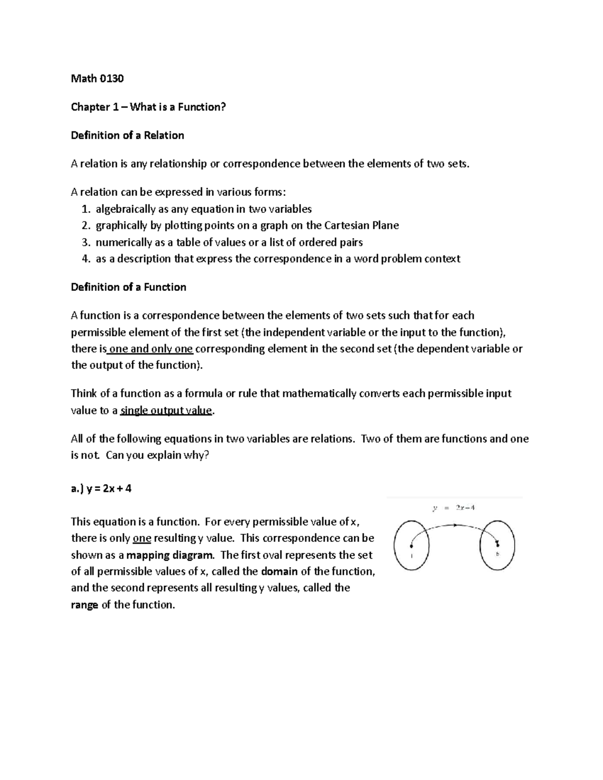 Math 0130 Chapter 1 – What is a Function? - Studocu