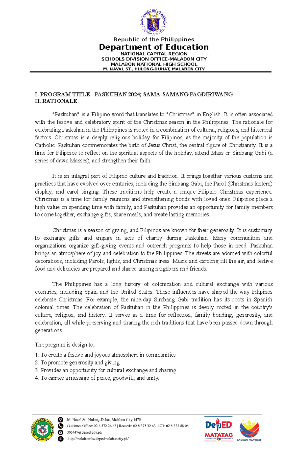 Paskuhan 2023 - Sample project proposal - Department of Education ...