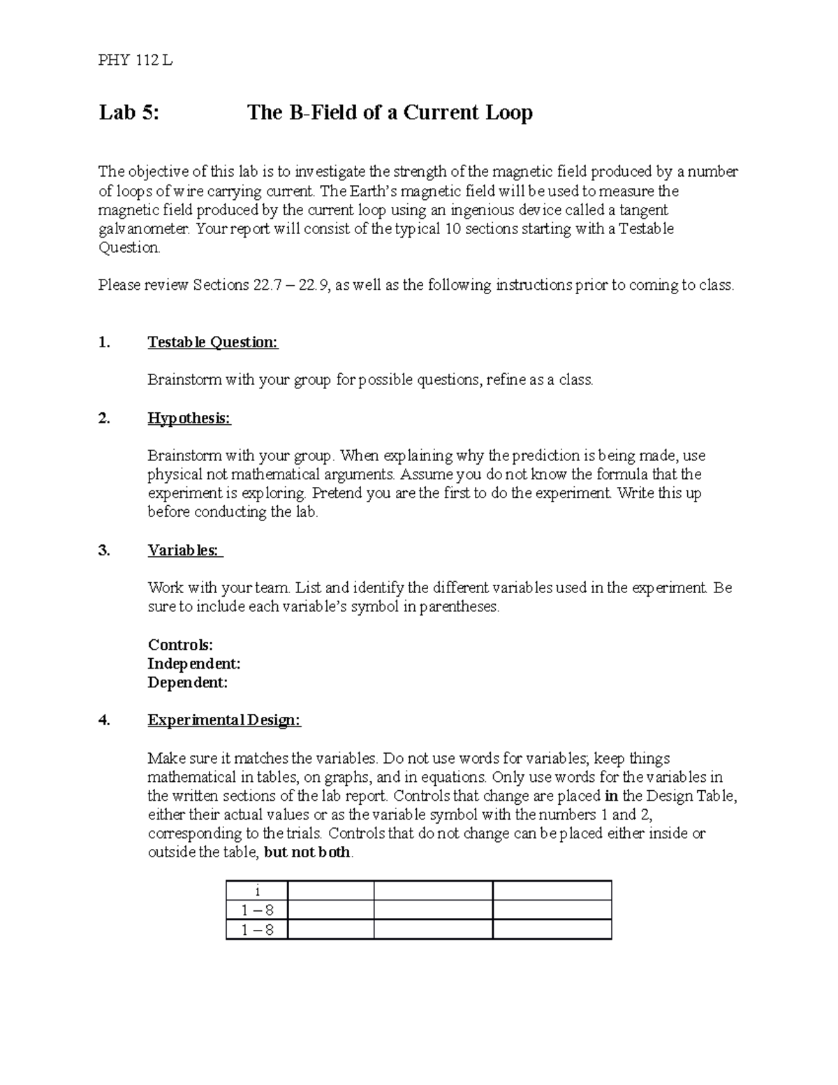 Phy112l Lab05 Bfield of Current Loop3 - Lab 5: The B-Field of a Current Loop The objective of ...