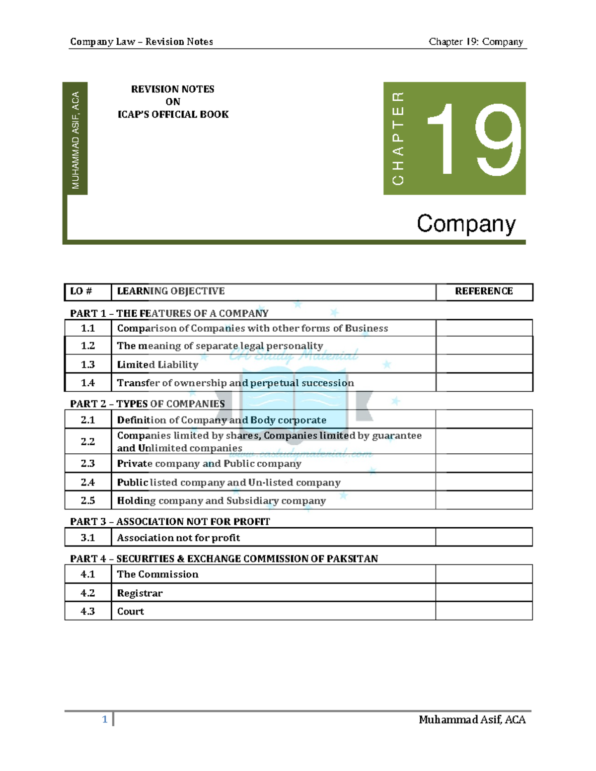 Company Law Revision Notes: Chapter 19 - Company Features & Types - Studocu