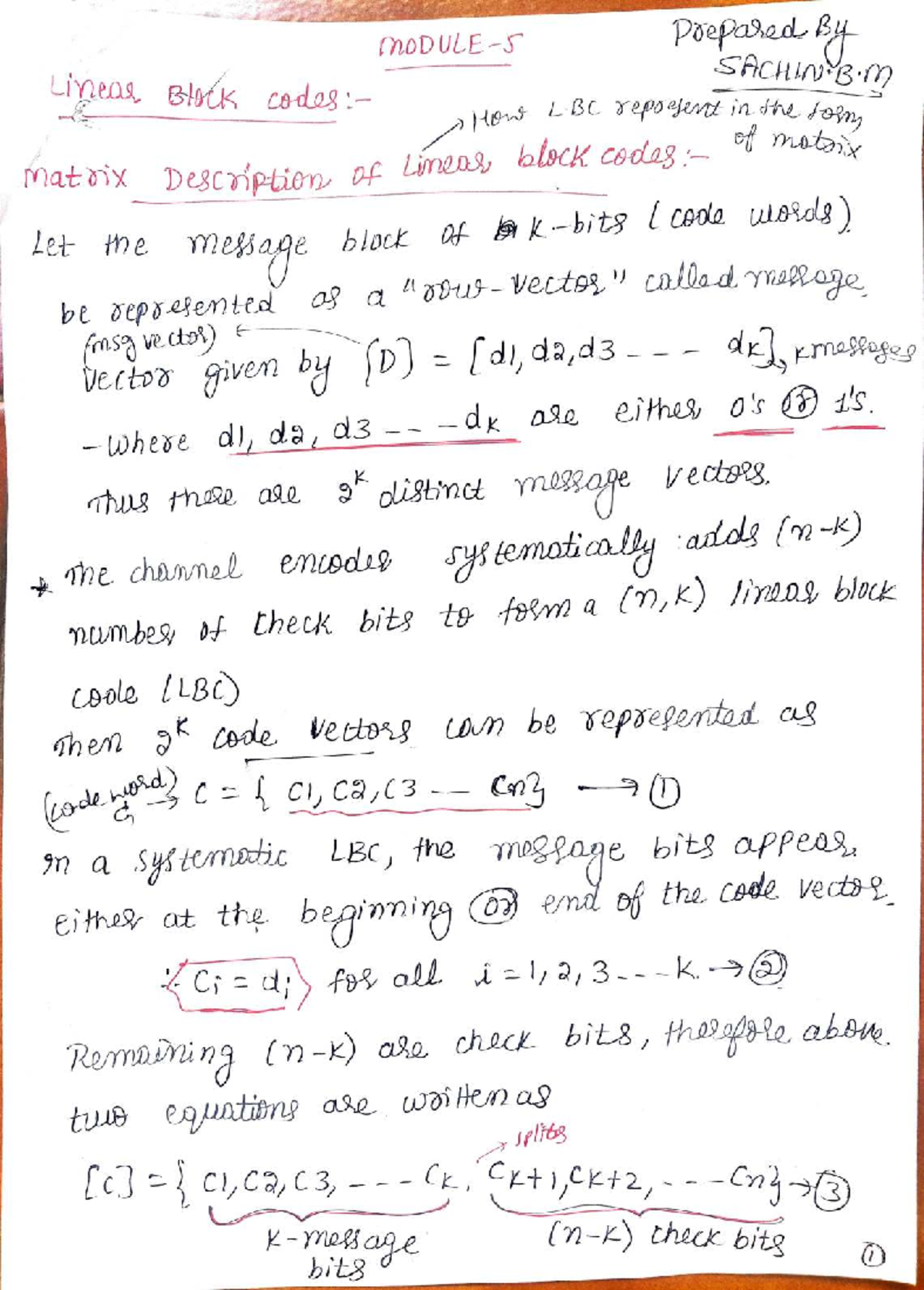 Mod4 1 - Part 1: Linear Block Code Representation and Error Correction ...
