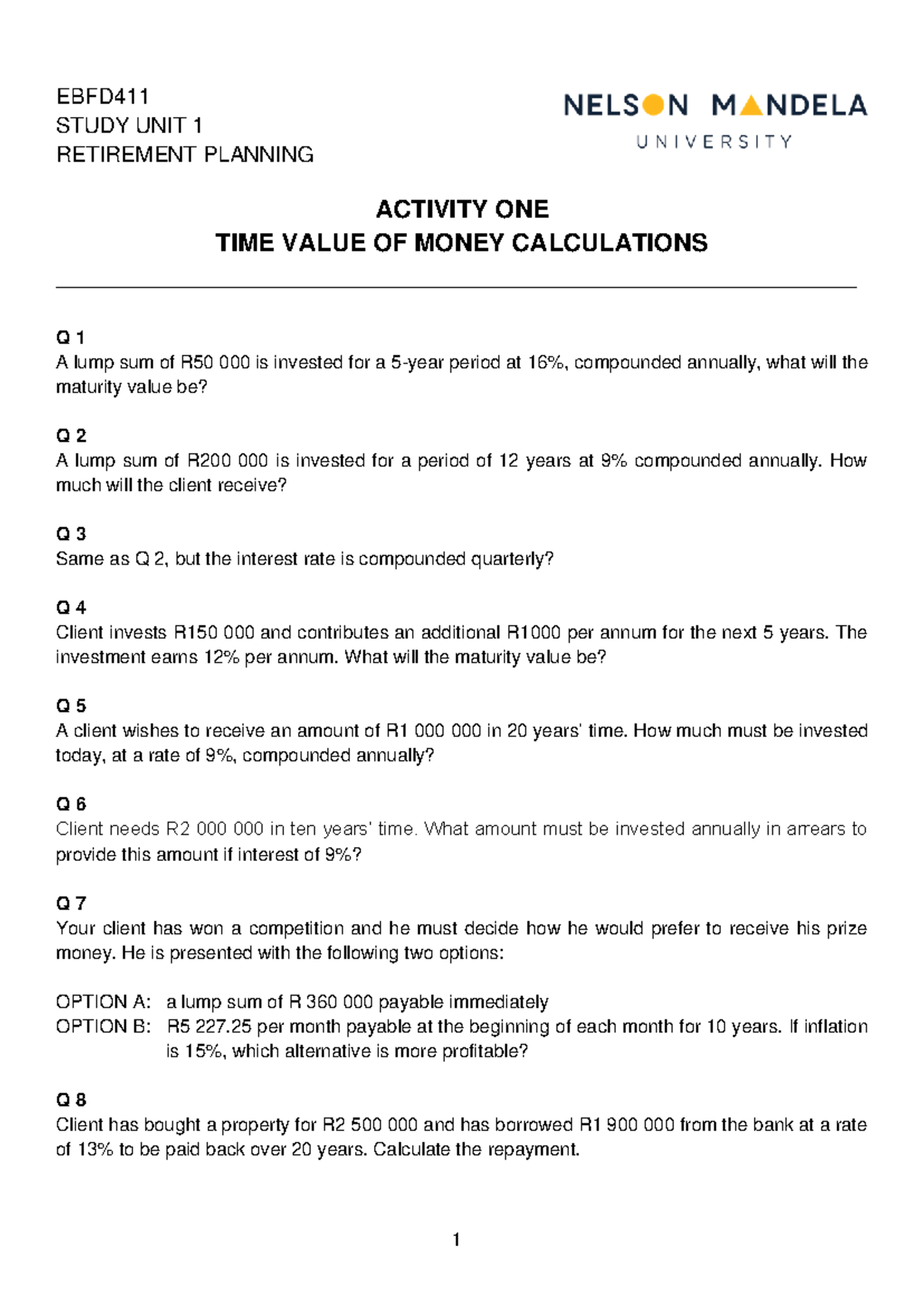 Time Value of Money Calculations - EBFD Study Unit 1 - Studocu