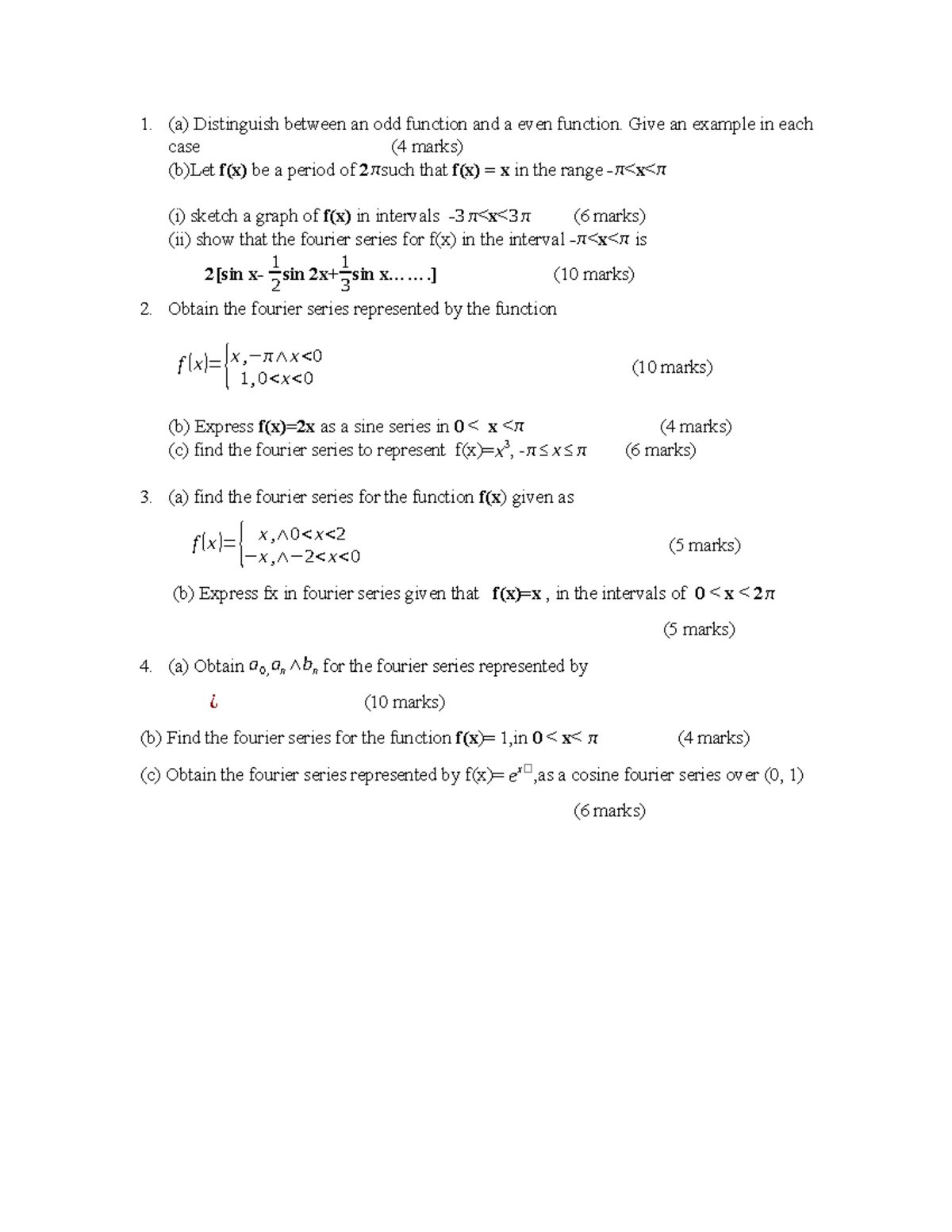 Fourier Series Analysis and Examples - Electrical Maths MD2 - Studocu