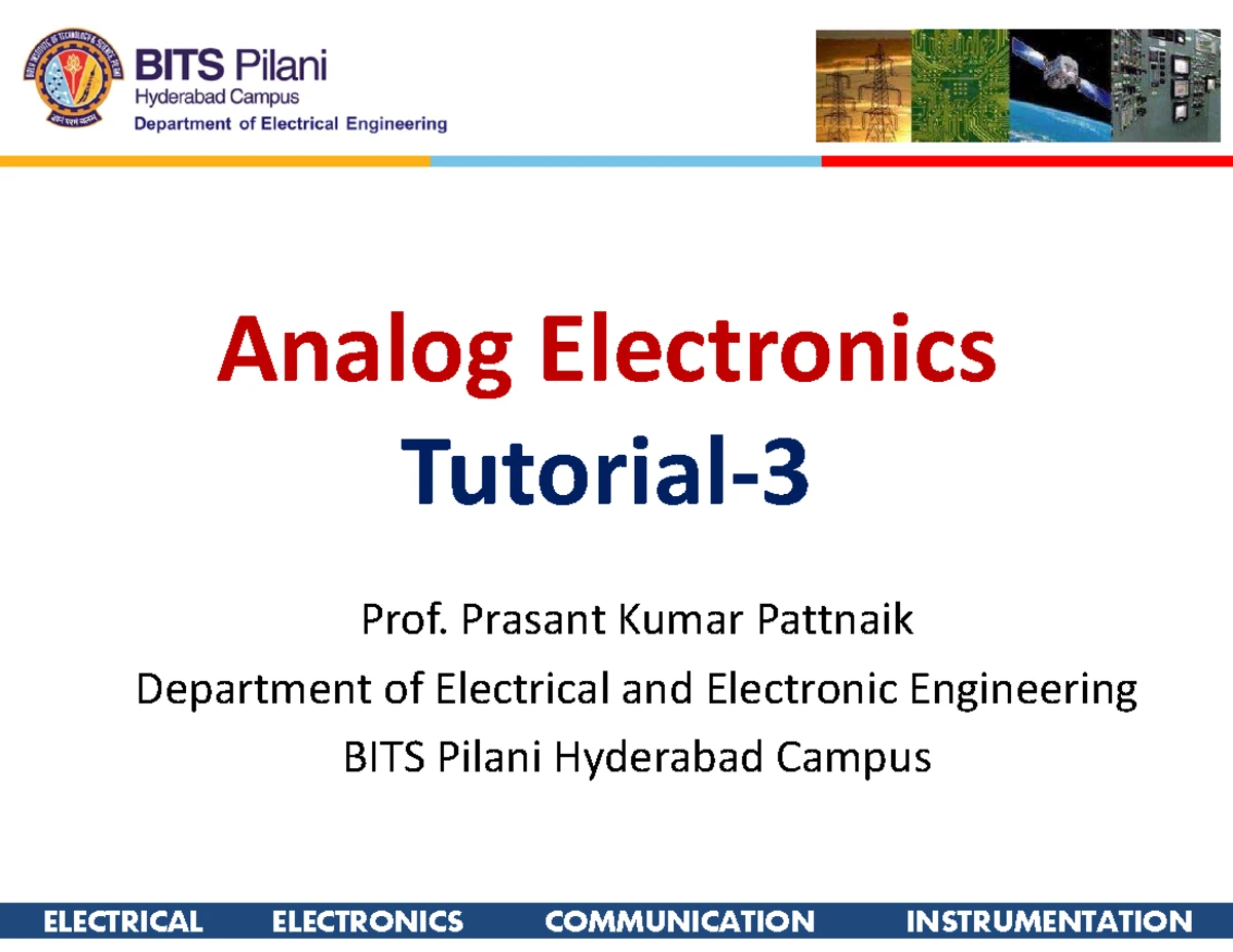 basic problems and solutions - Analog Electronics Tutorial- Prof ...
