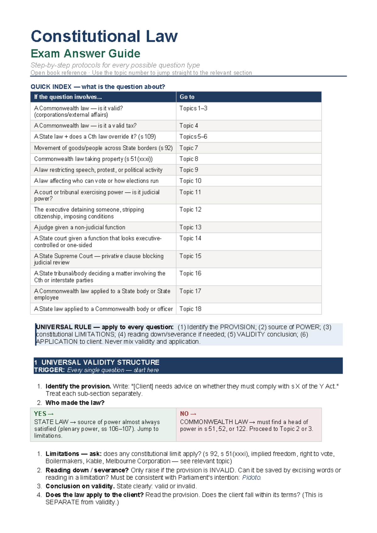 Con Law 101: Comprehensive Exam Answer Guide & Protocols - Studocu