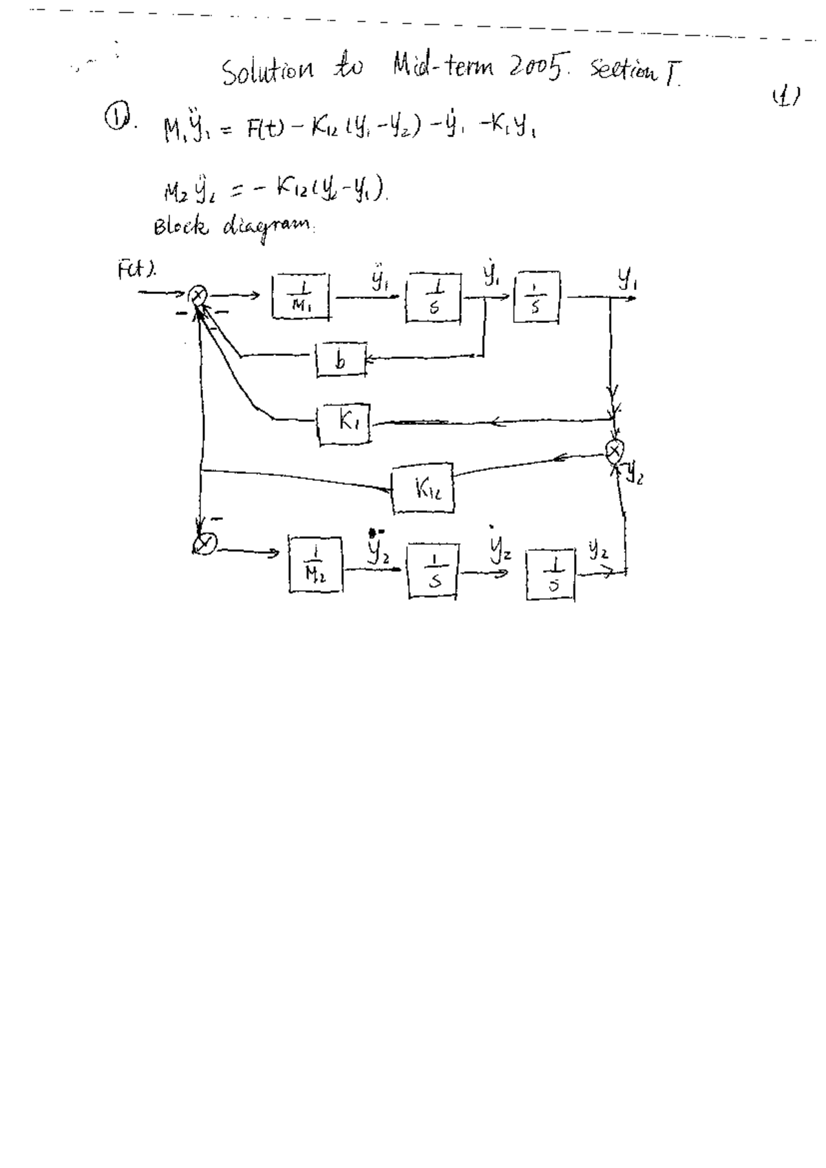 Mech371 Midterm Solutions: Transfer Functions & Block Diagrams Analysis - Studocu