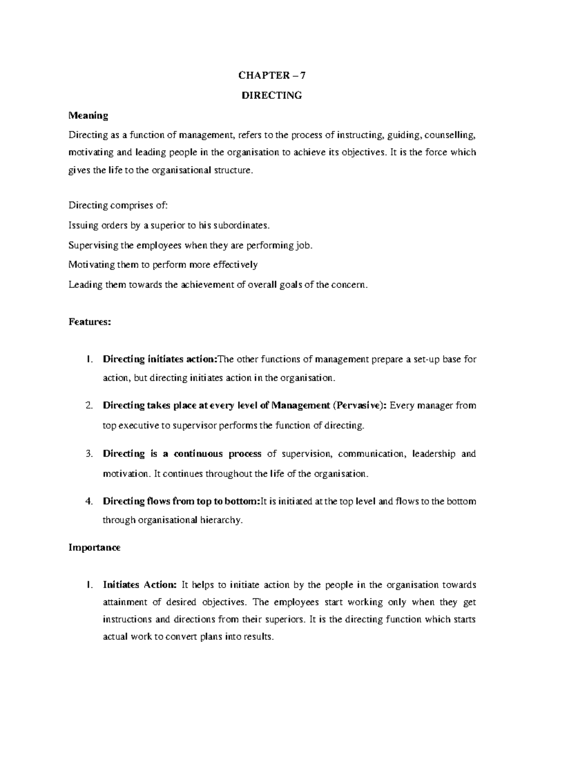 CHAPTER 7: DIRECTING - Key Concepts and Functions in Management - Studocu