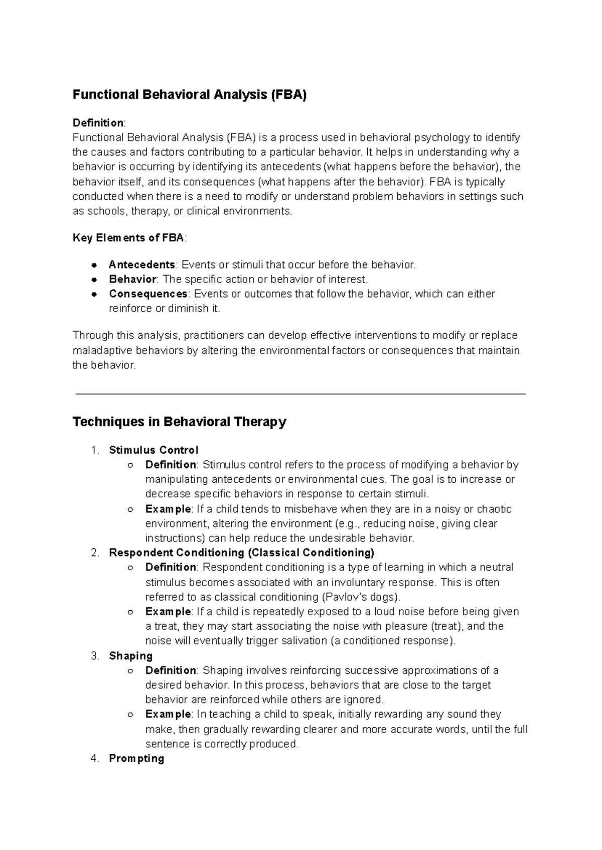 IP 4 - Summary of Functional Behavioral Analysis and Techniques - Studocu