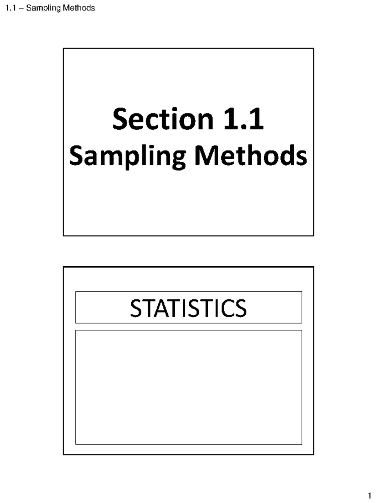 1.1 Sampling Methods Overview - STATISTICS 1 Lecture Notes - Studocu