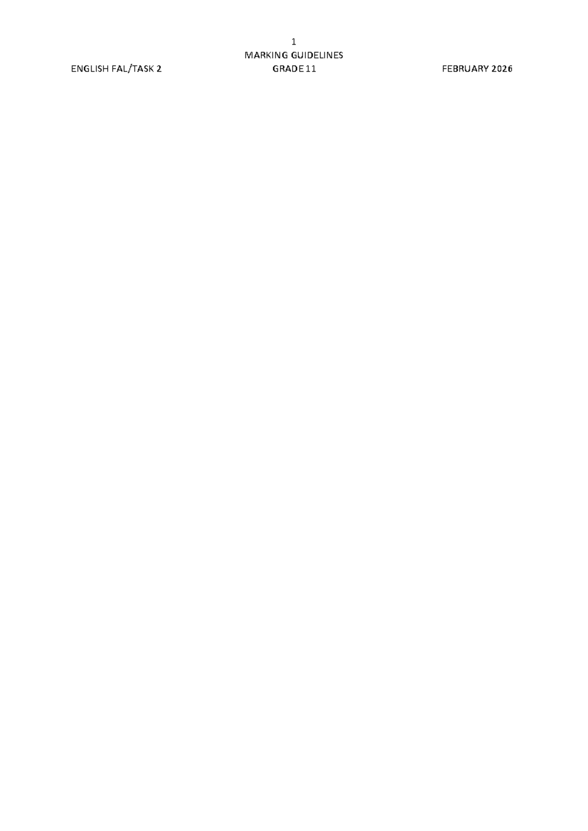 ENGLISH 2 TASK 2 MARKING GUIDELINES GRADE 11 FEB 2026 - Studocu