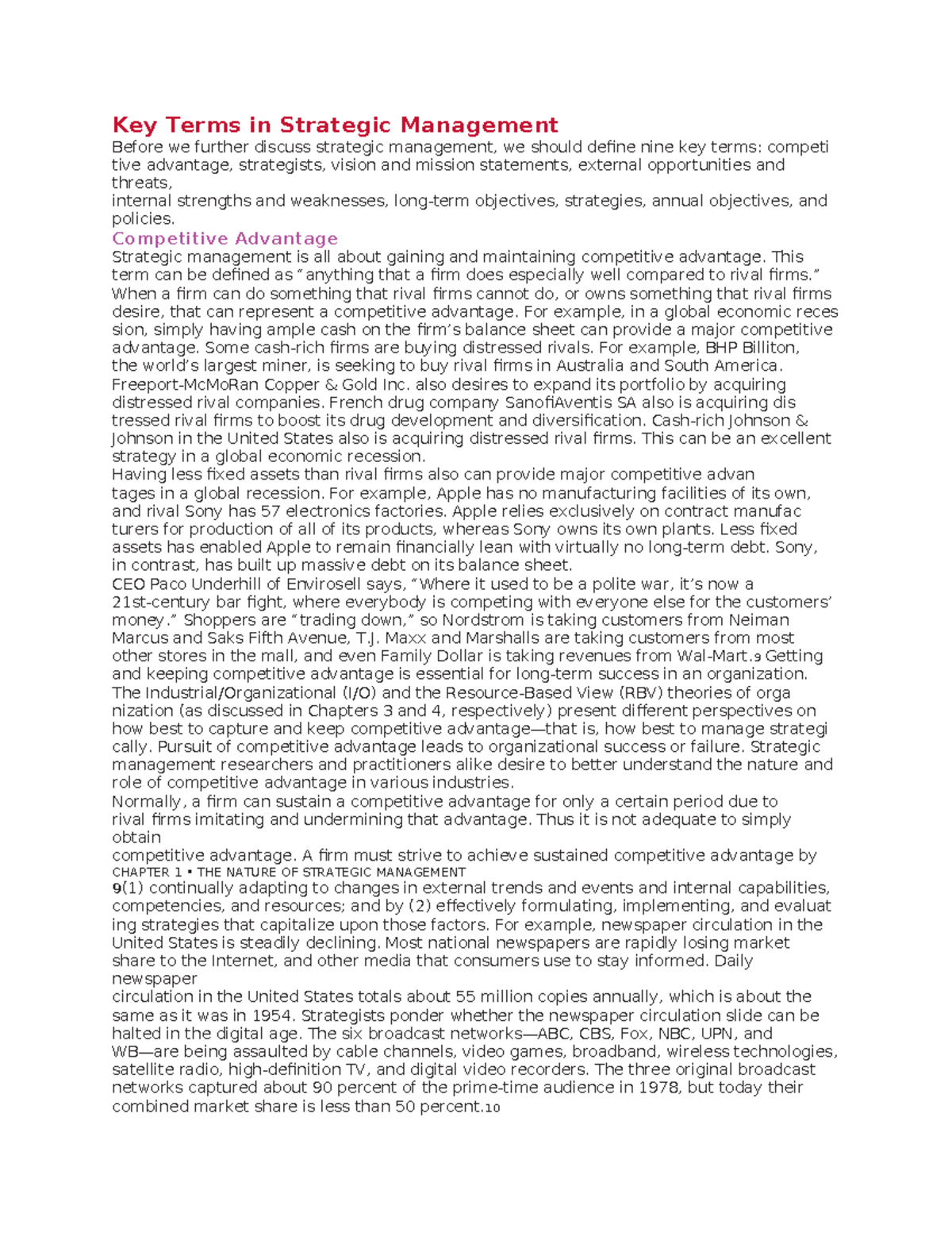 Key Terms in Strategic Management: Competitive Advantage Explained ...