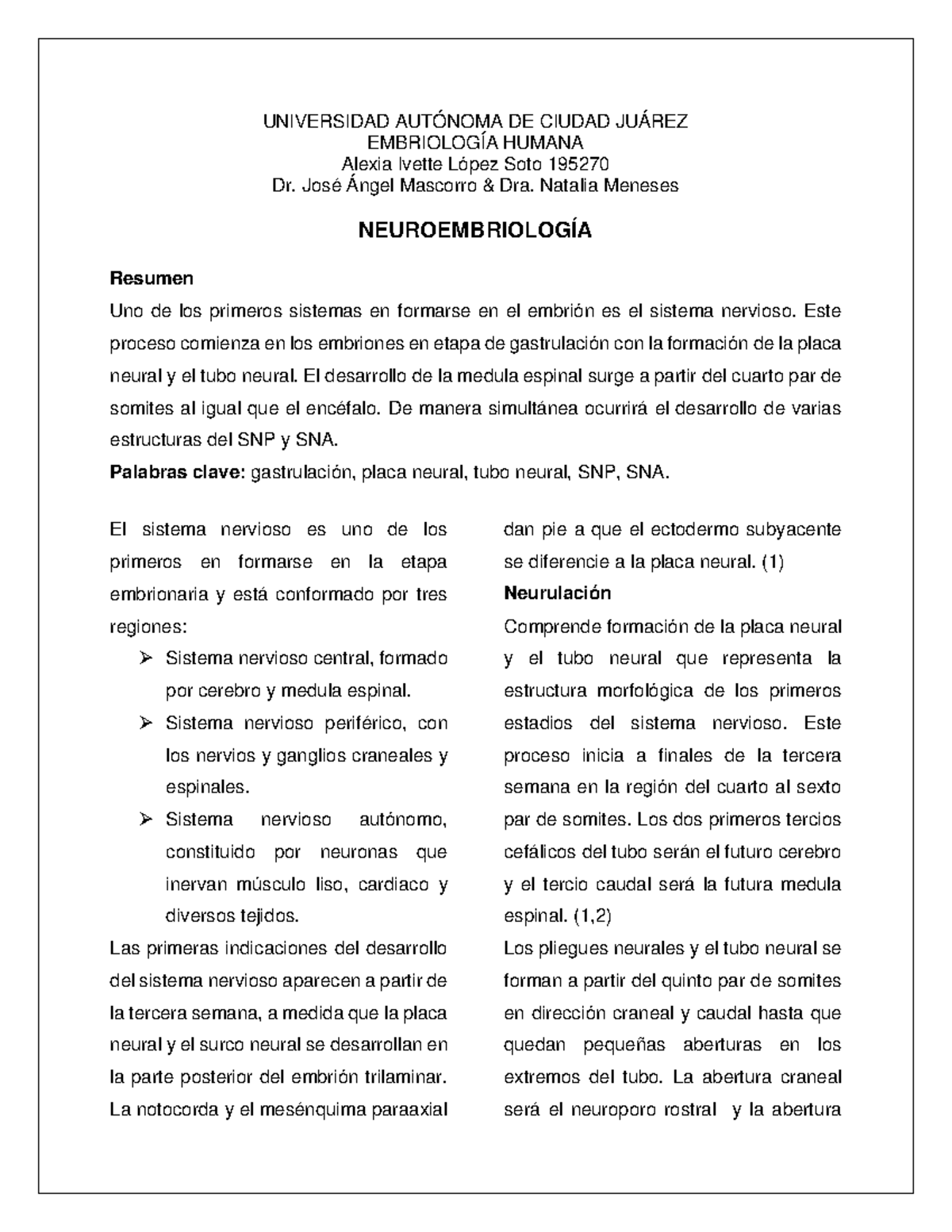 Desarrollo de sistema nervioso: neuroembriologia. Embriologia Humana ...